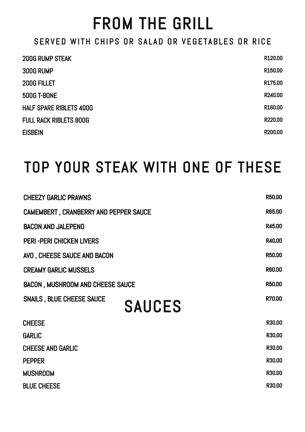 Menu at The Bell Restaurant, Park Rynie