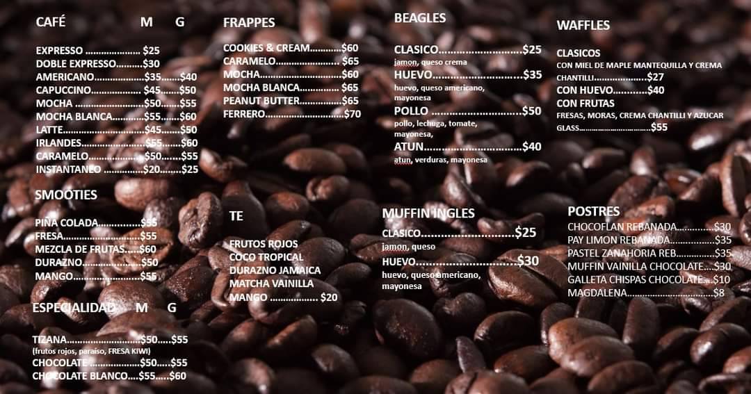 Menu at Pasteleria y cafeteria De Cervantes, Tijuana