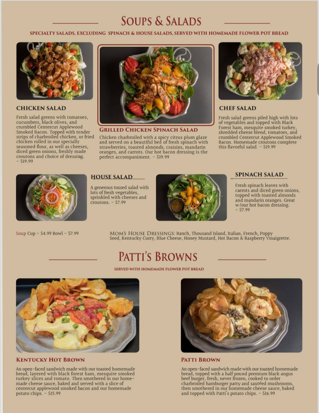 Menu at Patti's 1880's Settlement restaurant, Grand Rivers