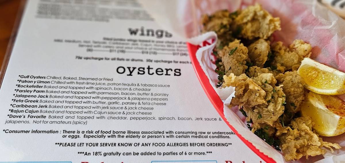 Menu at Big Daddy’s Oyster Bar, Peachtree City