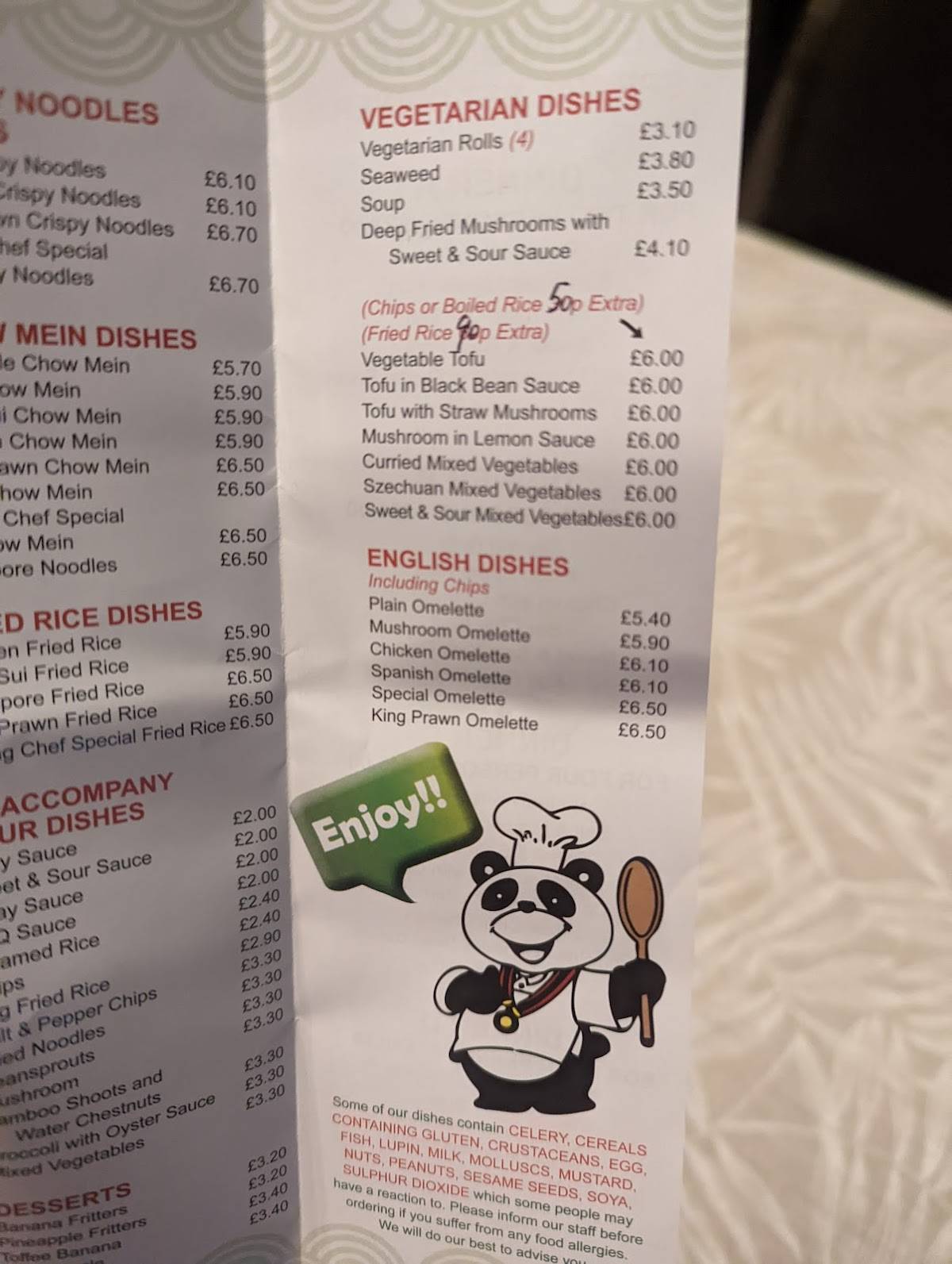 Menu at Peking Chef fast food, Scarborough