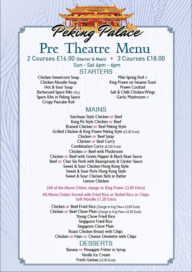 Menu at Peking Palace Restaurant, Glasgow, 165 E Kilbride Rd
