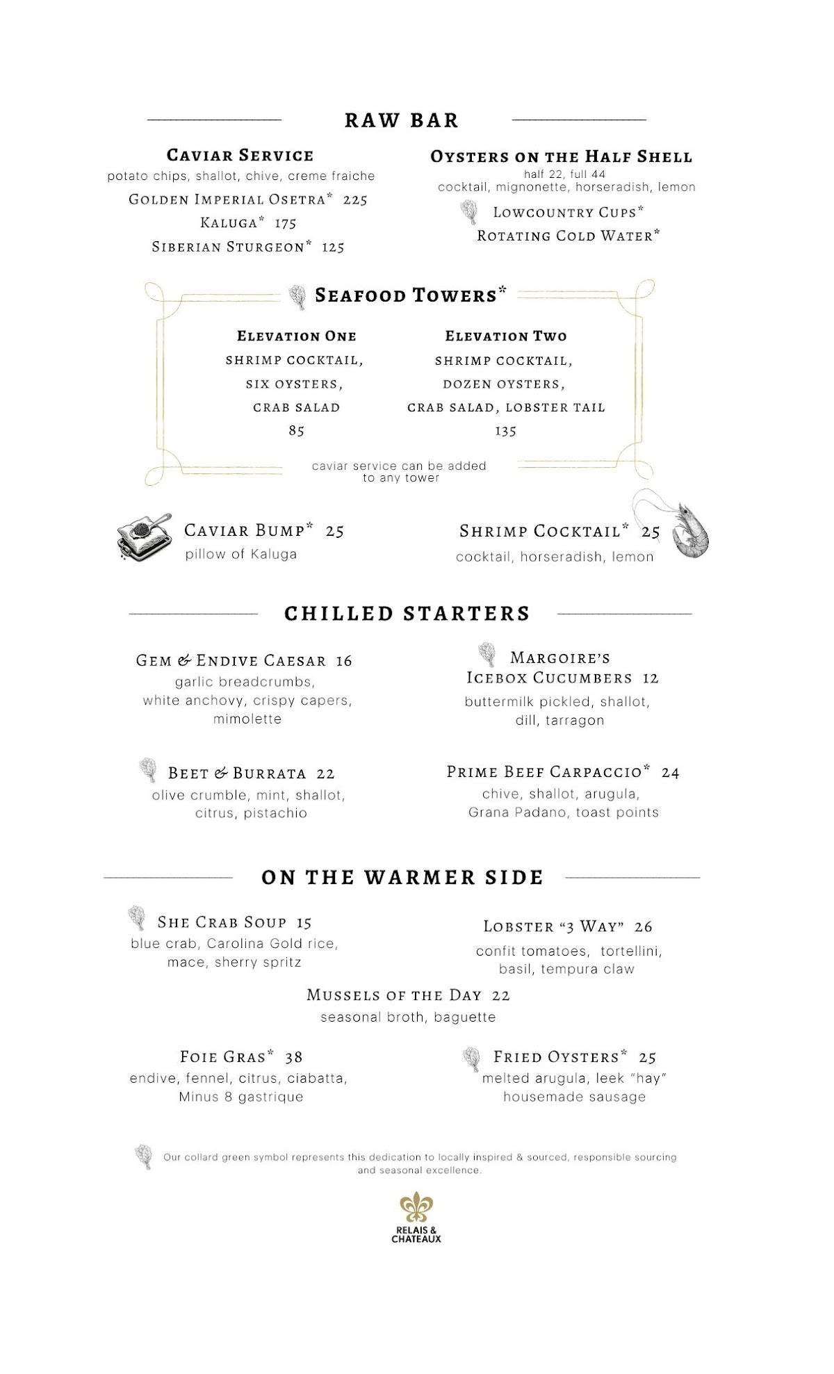 Carta del pub y bar Peninsula Grill, Charleston