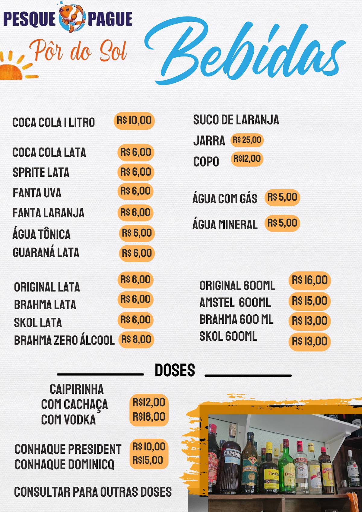 Menu em Pesque e Pague Pôr do Sol restaurante, Itapoá