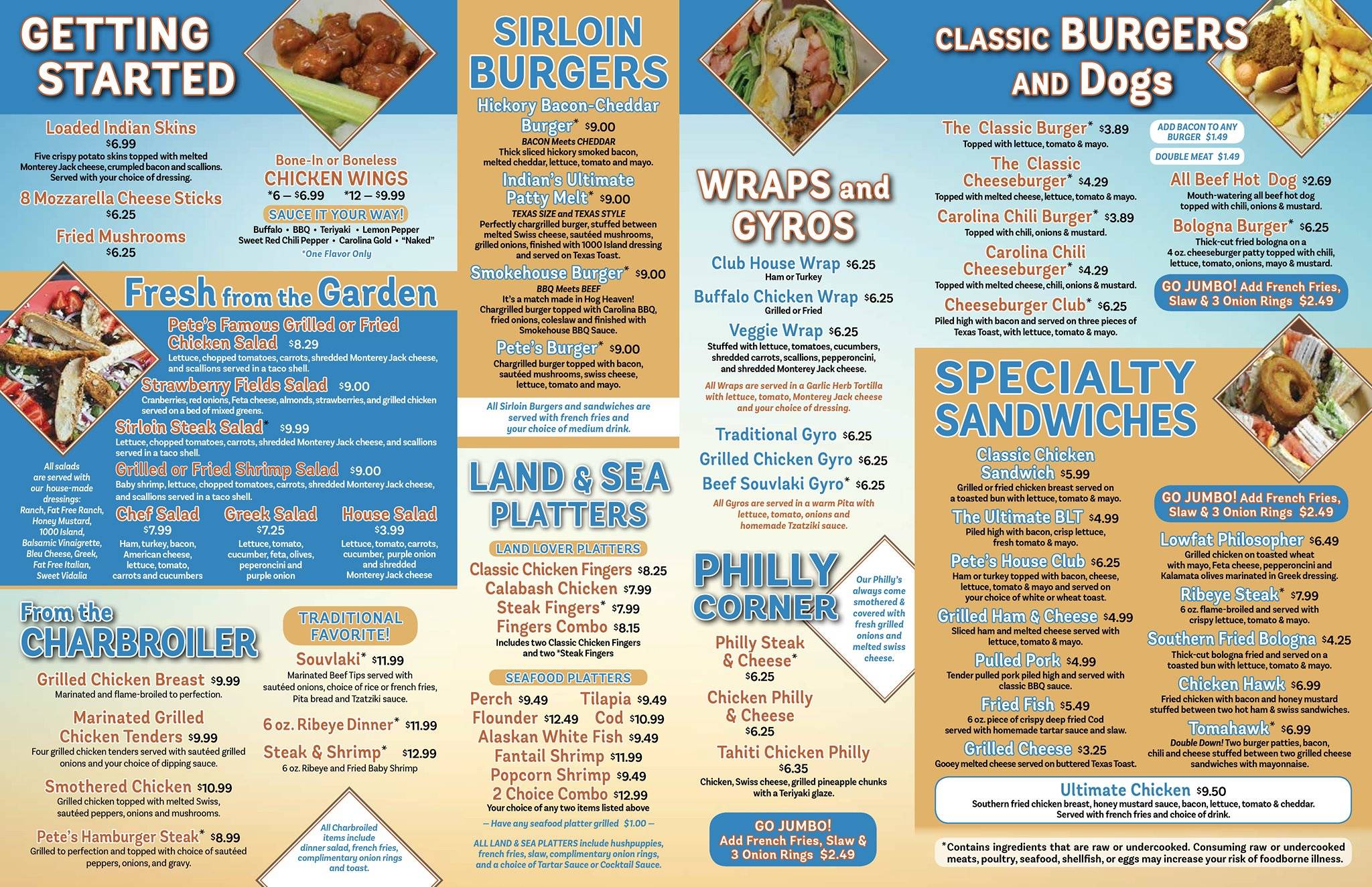 Menu at Pete's of Gaffney restaurant, Gaffney, W Floyd Baker Blvd