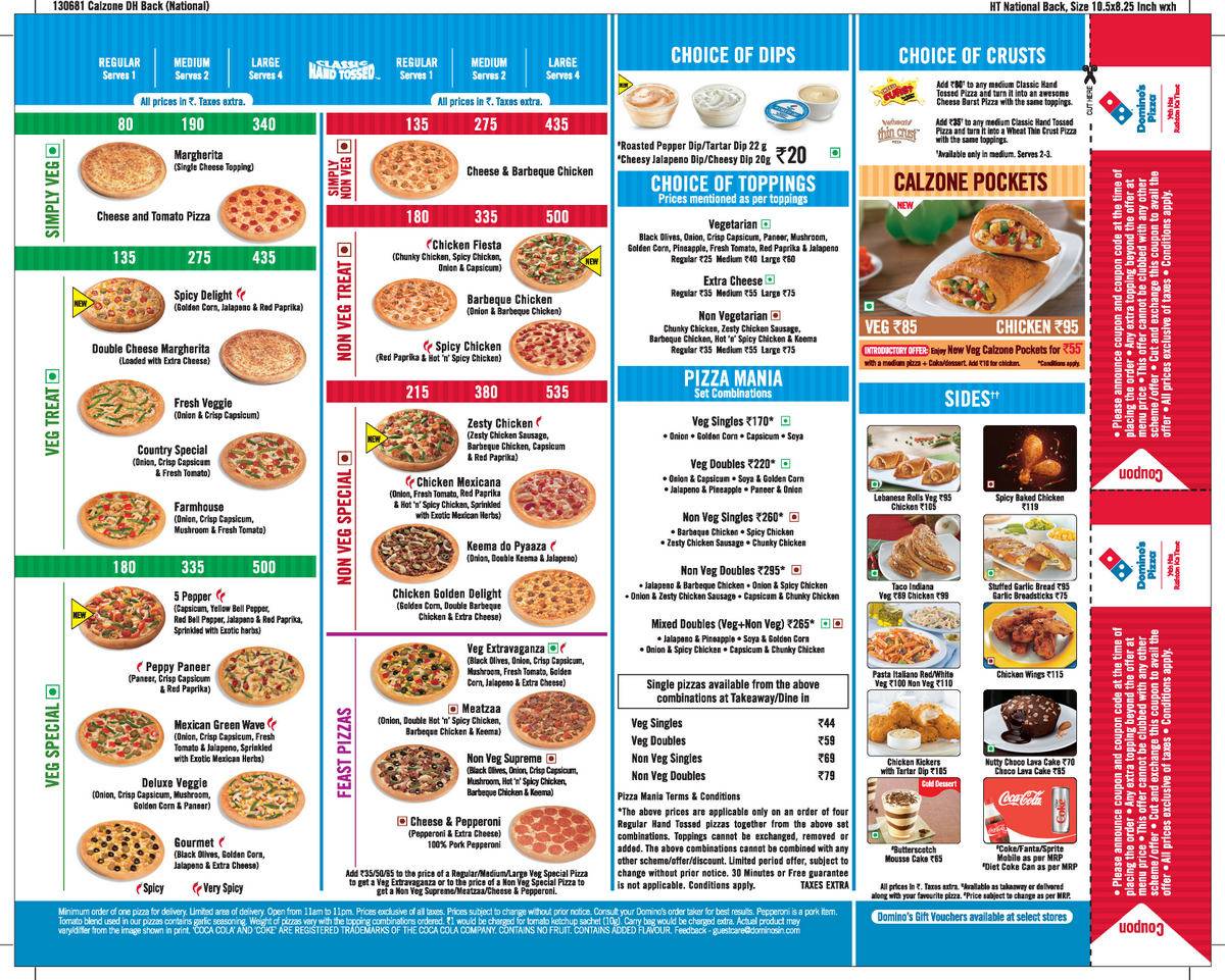 Menu at Domino's Pizza - Guru Hargobind Nagar Phagwara, Phagwara, Plot ...