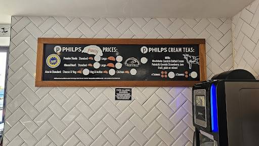 Menu at Philps Bakery, Hayle
