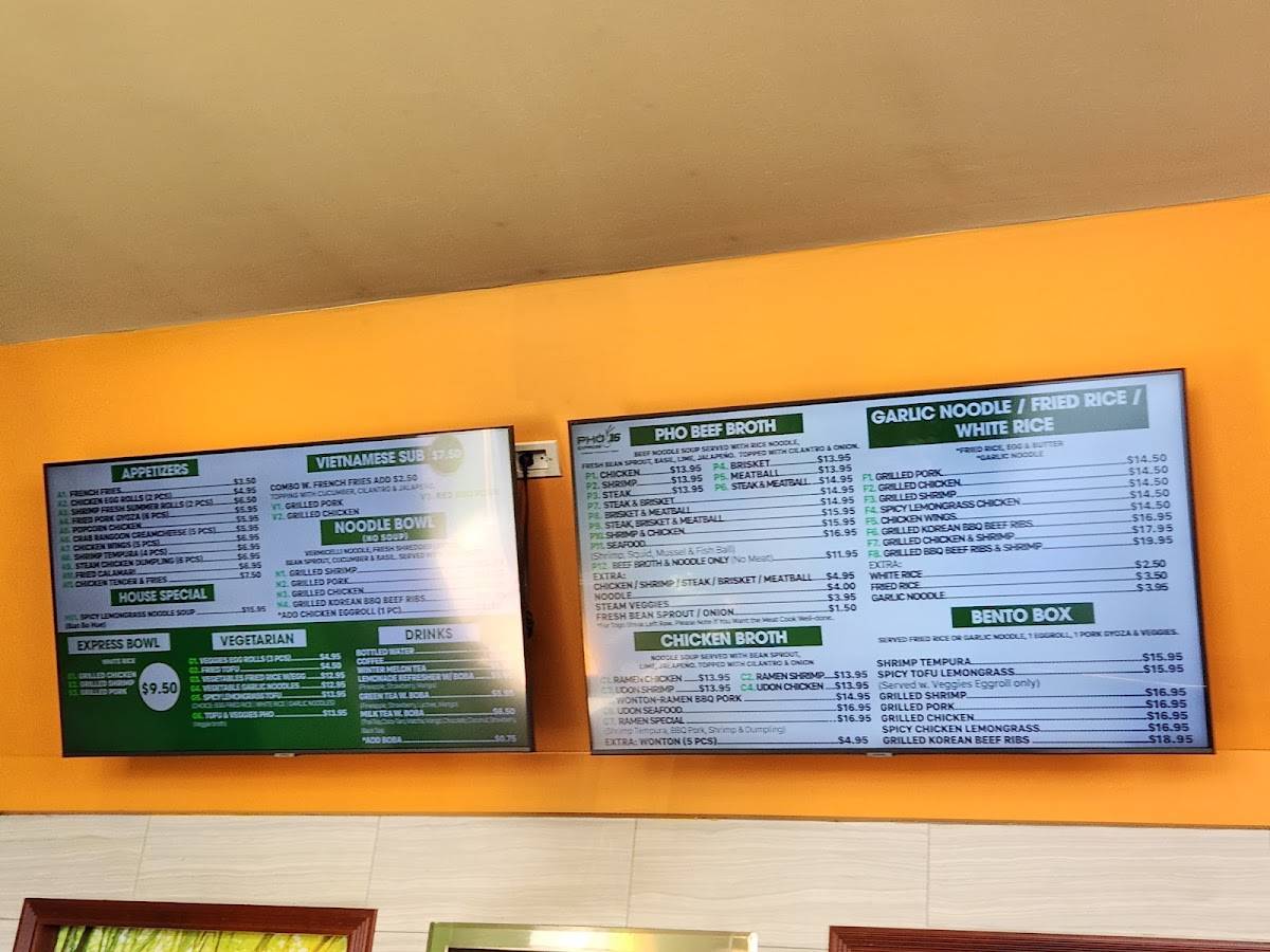 Menu at Pho 16 Express restaurant, Orlando