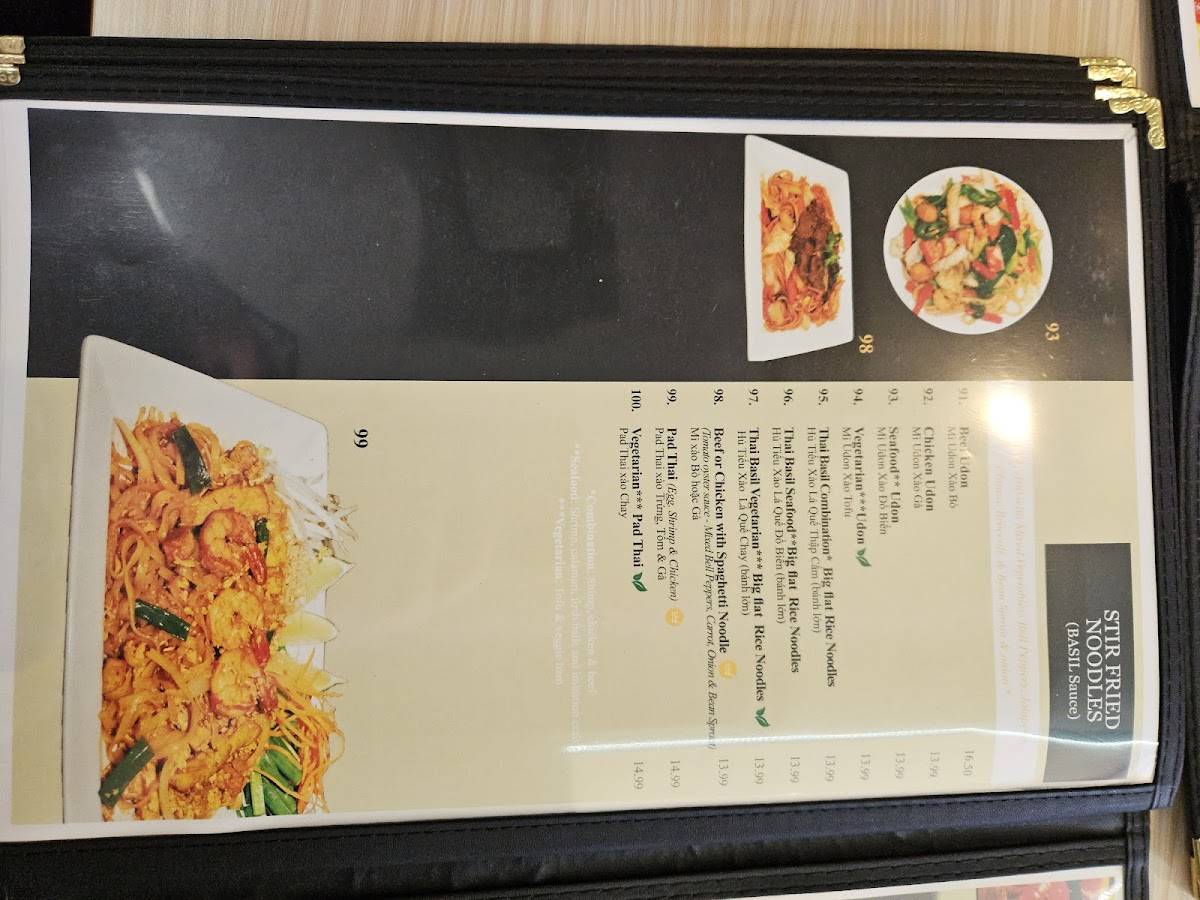 Menu at Pho Rex restaurant, Corona