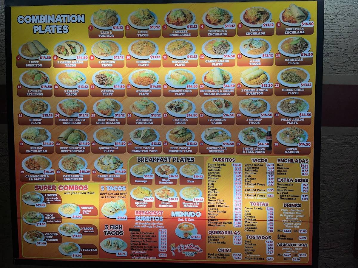 Menu at Los Betos restaurant, Phoenix, E Greenway Rd