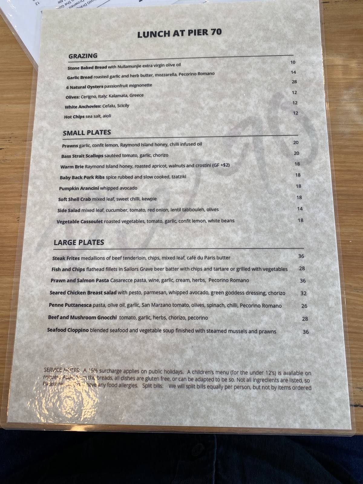 Menu at Pier 70 Bar & Restaurant, Paynesville