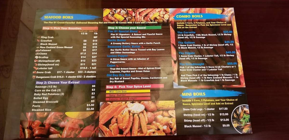 Menu at Pier 81 restaurant, Enid