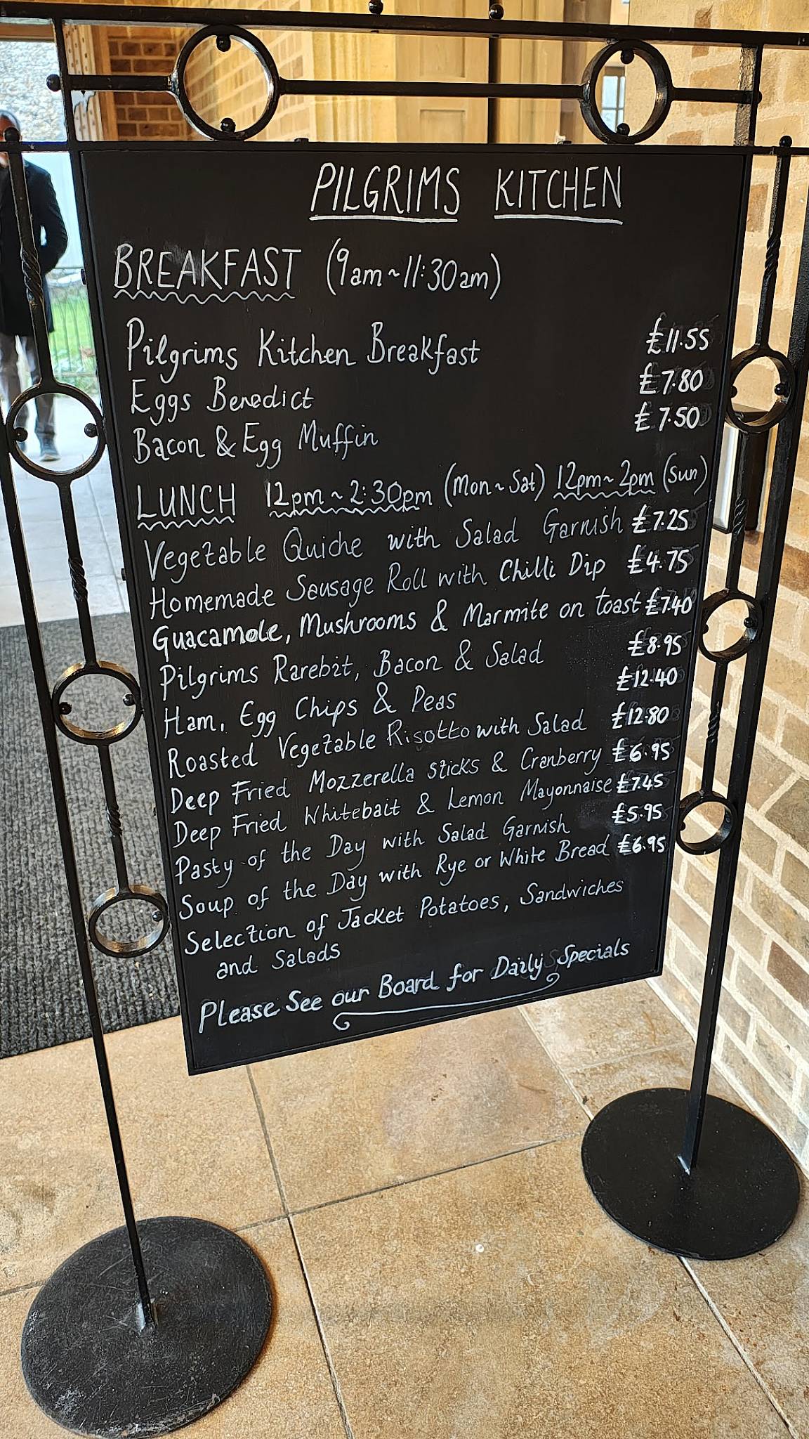 Menu at Pilgrims' Kitchen restaurant, Bury Saint Edmunds