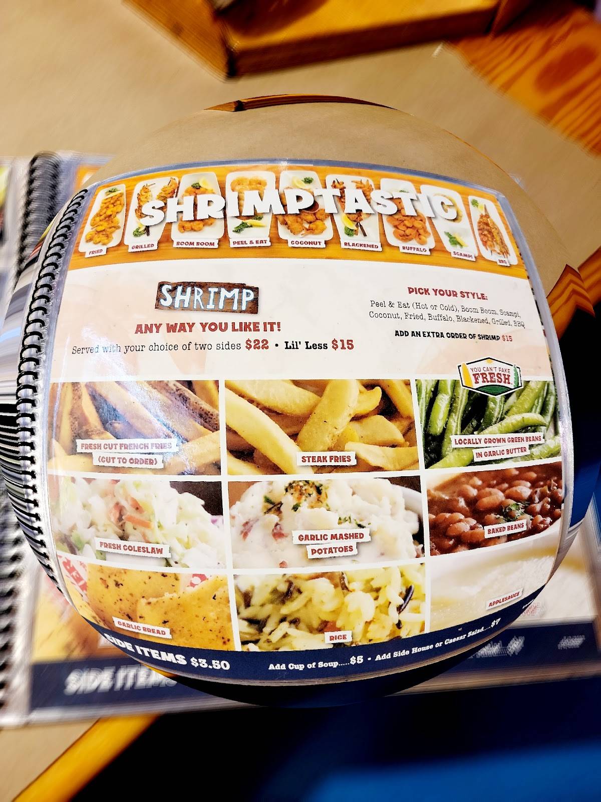 Menu at Pinchers restaurant, Marco Island