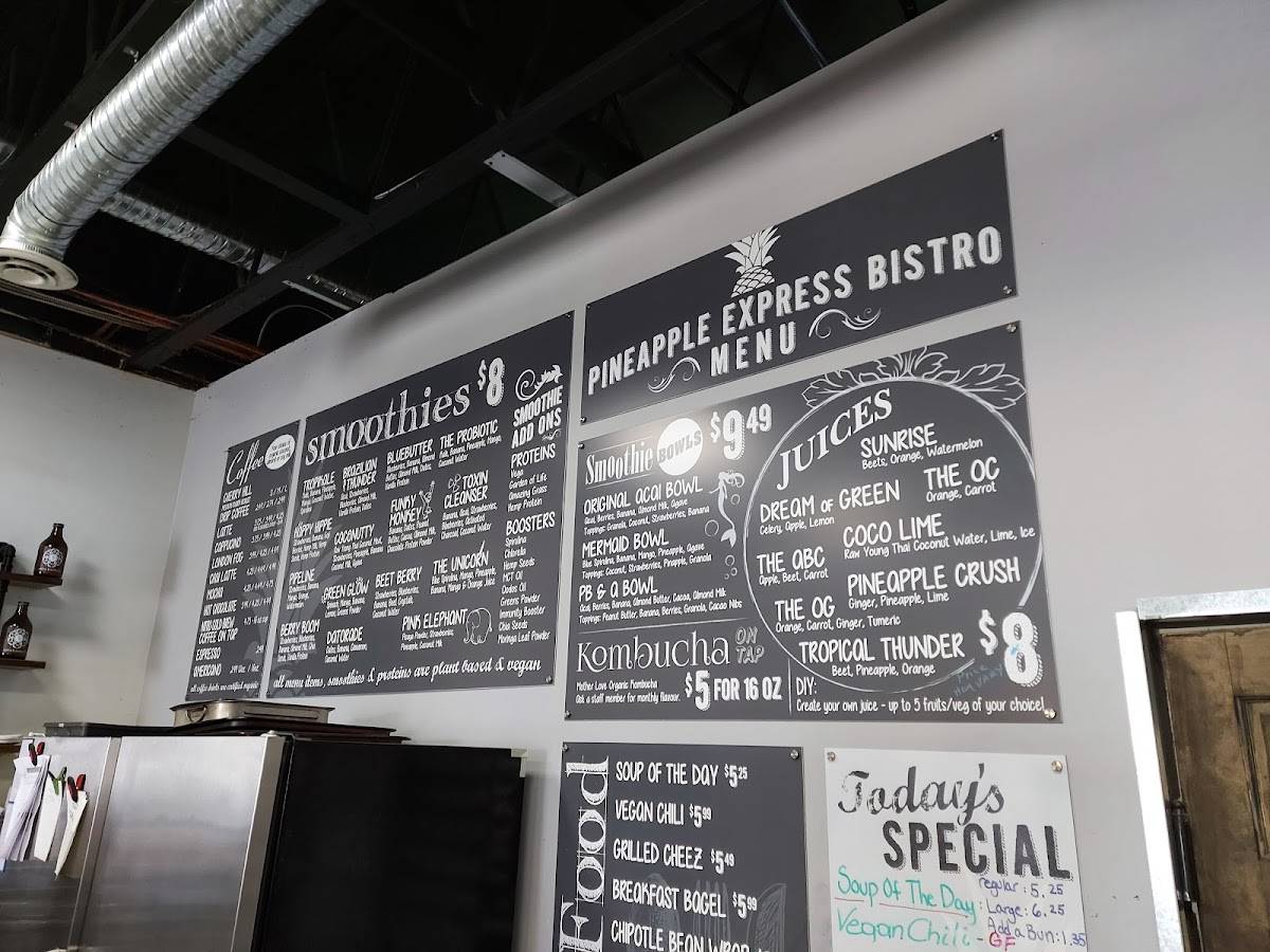 Menu at Pineapple Express Smoothie Bar & Bistro, Vernon