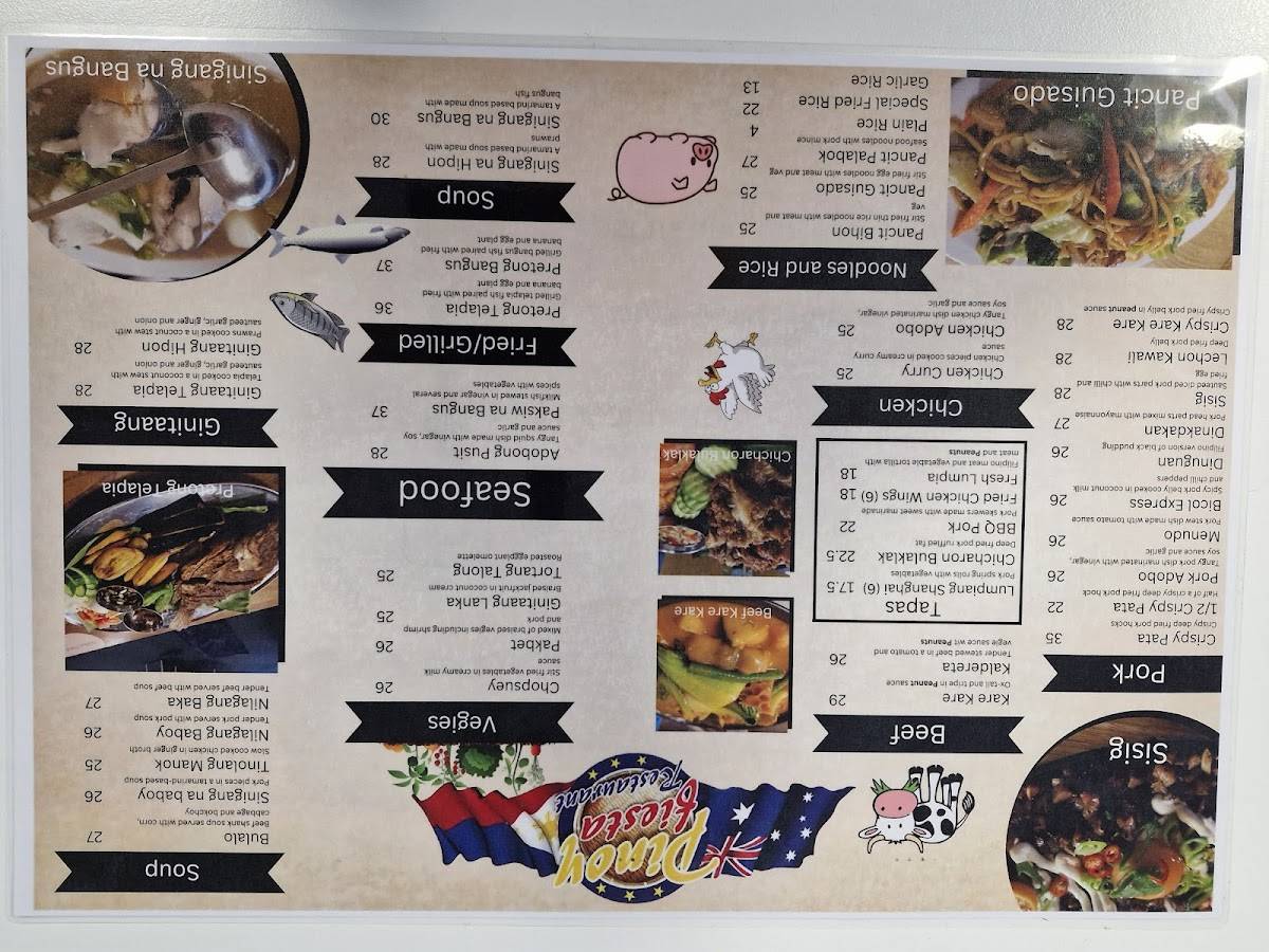 Menu at Pinoy Fiesta Restaurant, Middle Swan