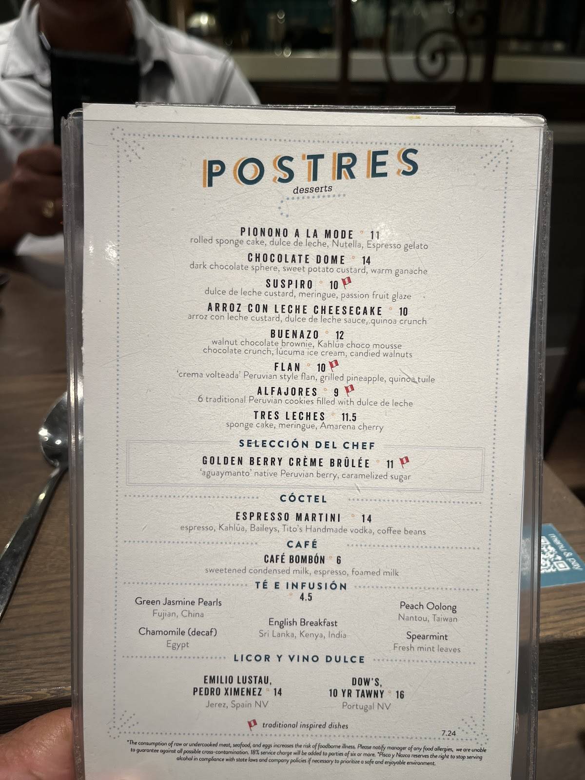 Menu at Pisco y Nazca Ceviche Gastrobar, Washington