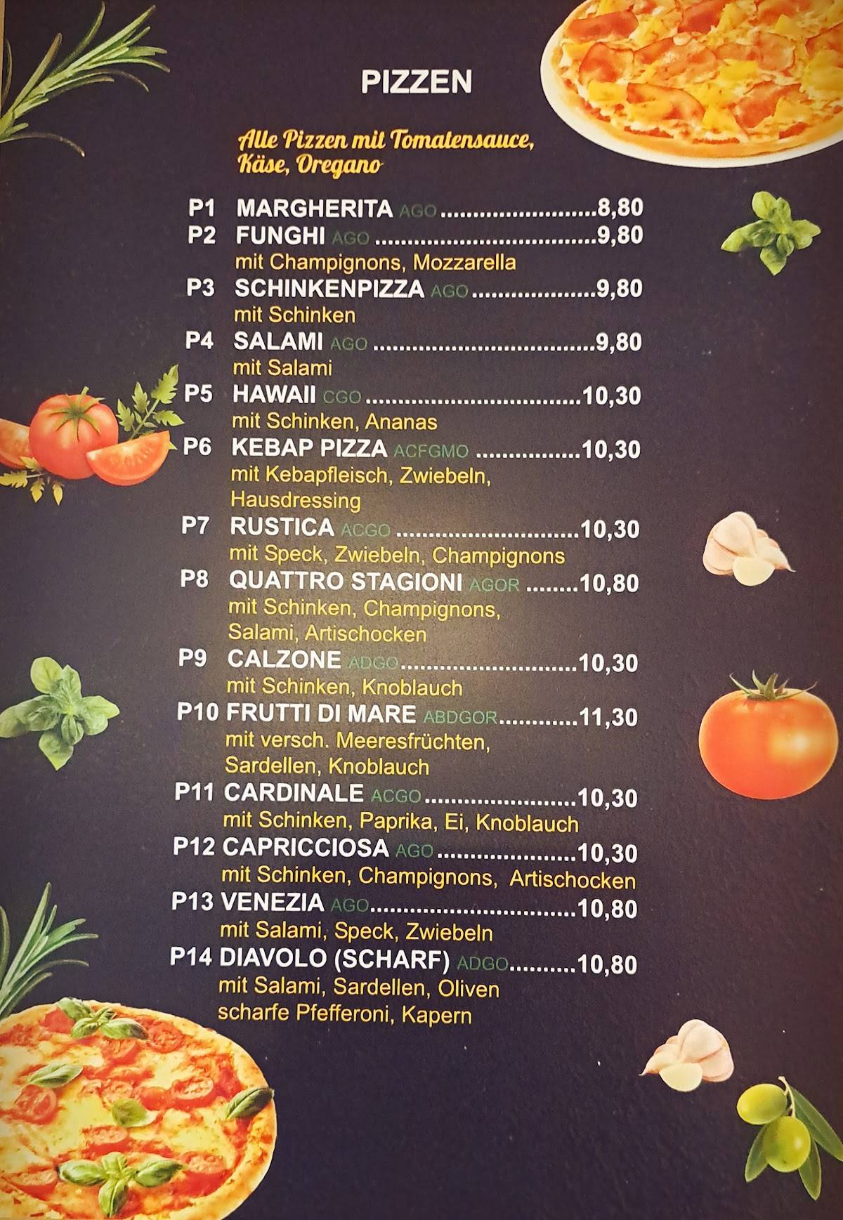 Speisekarte von Pizza Burg, Riegersburg