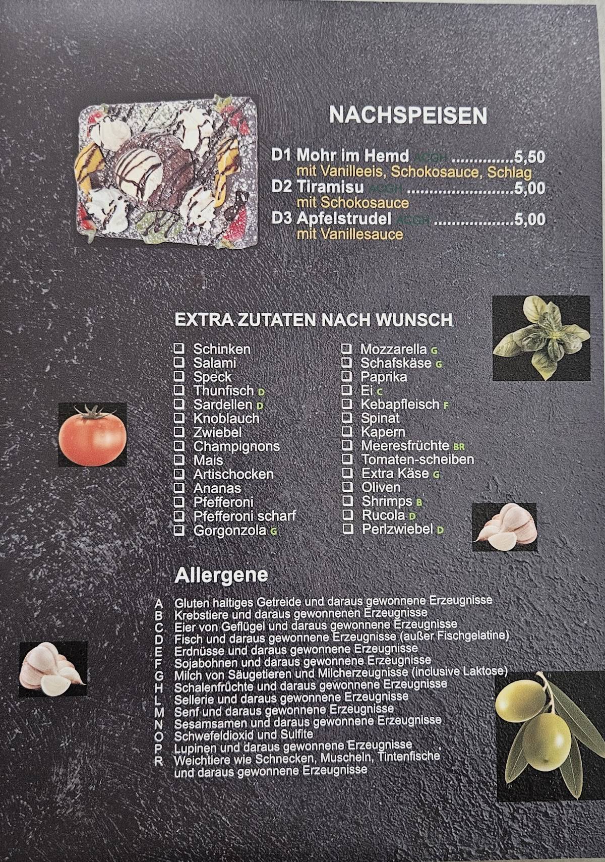 Speisekarte von Pizza Burg, Riegersburg