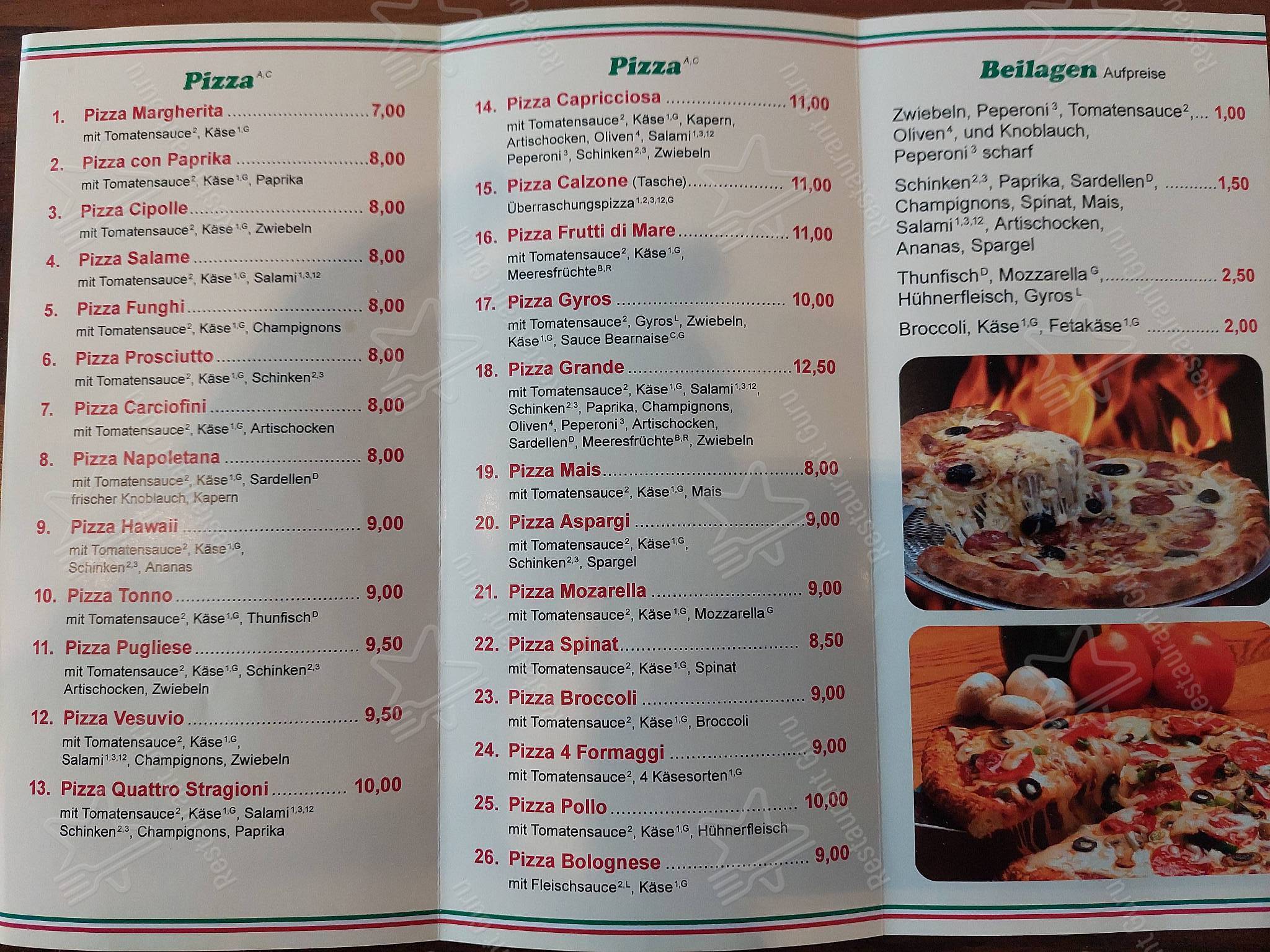 Speisekarte von Pizza Haus, Quedlinburg