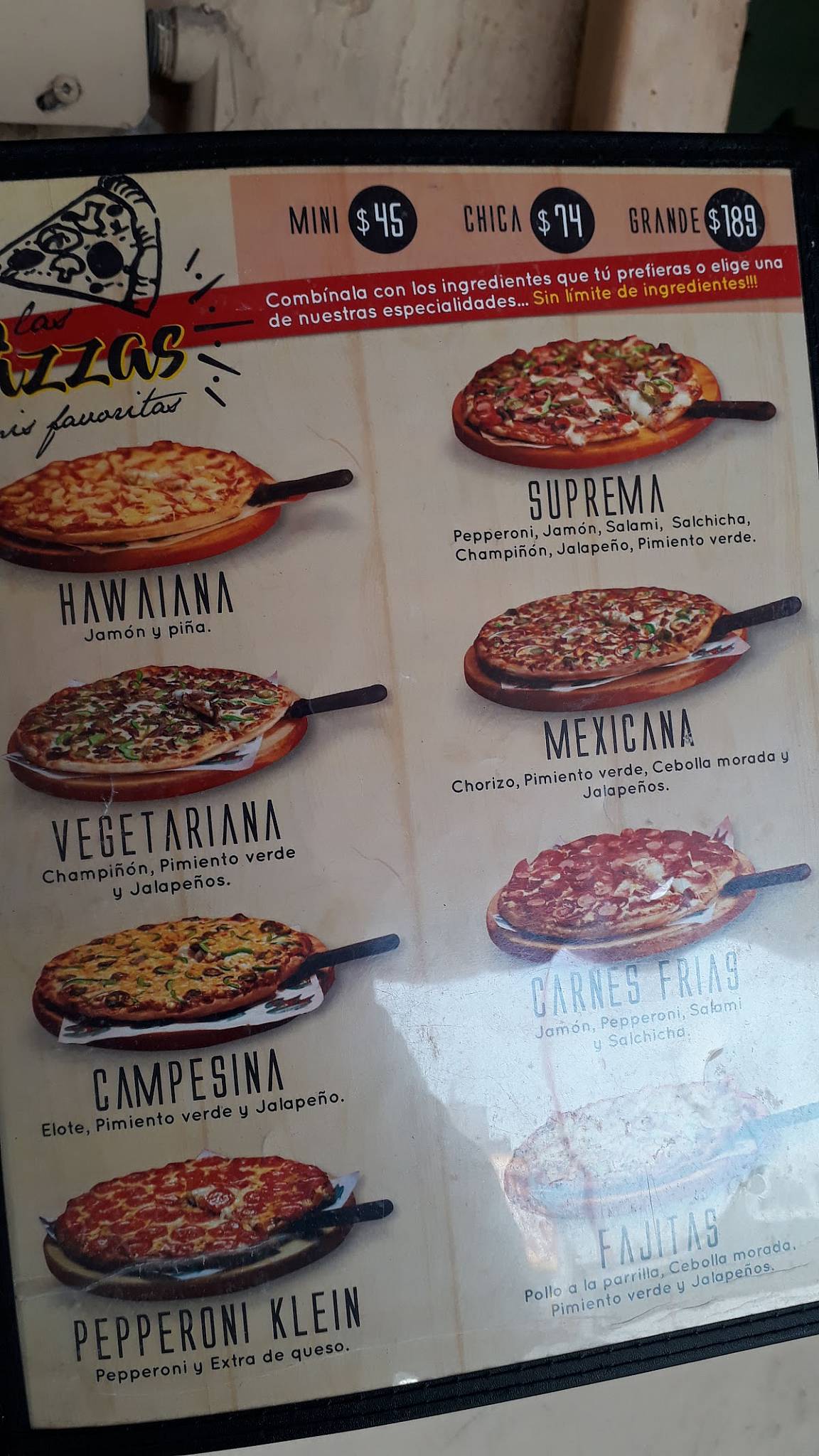Carta del restaurante Pizza Klein, Monclova, Blvd. Francisco I. Madero