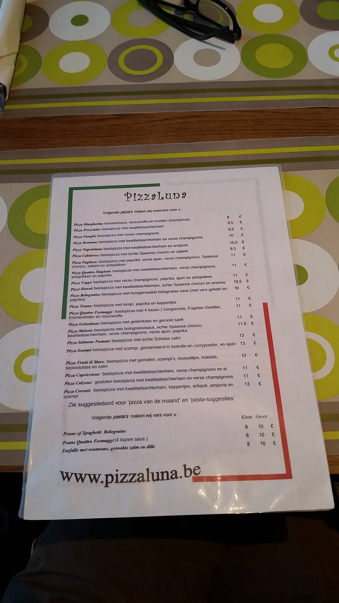 Menu at Pizza Luna, Brakel, Rondplein 2