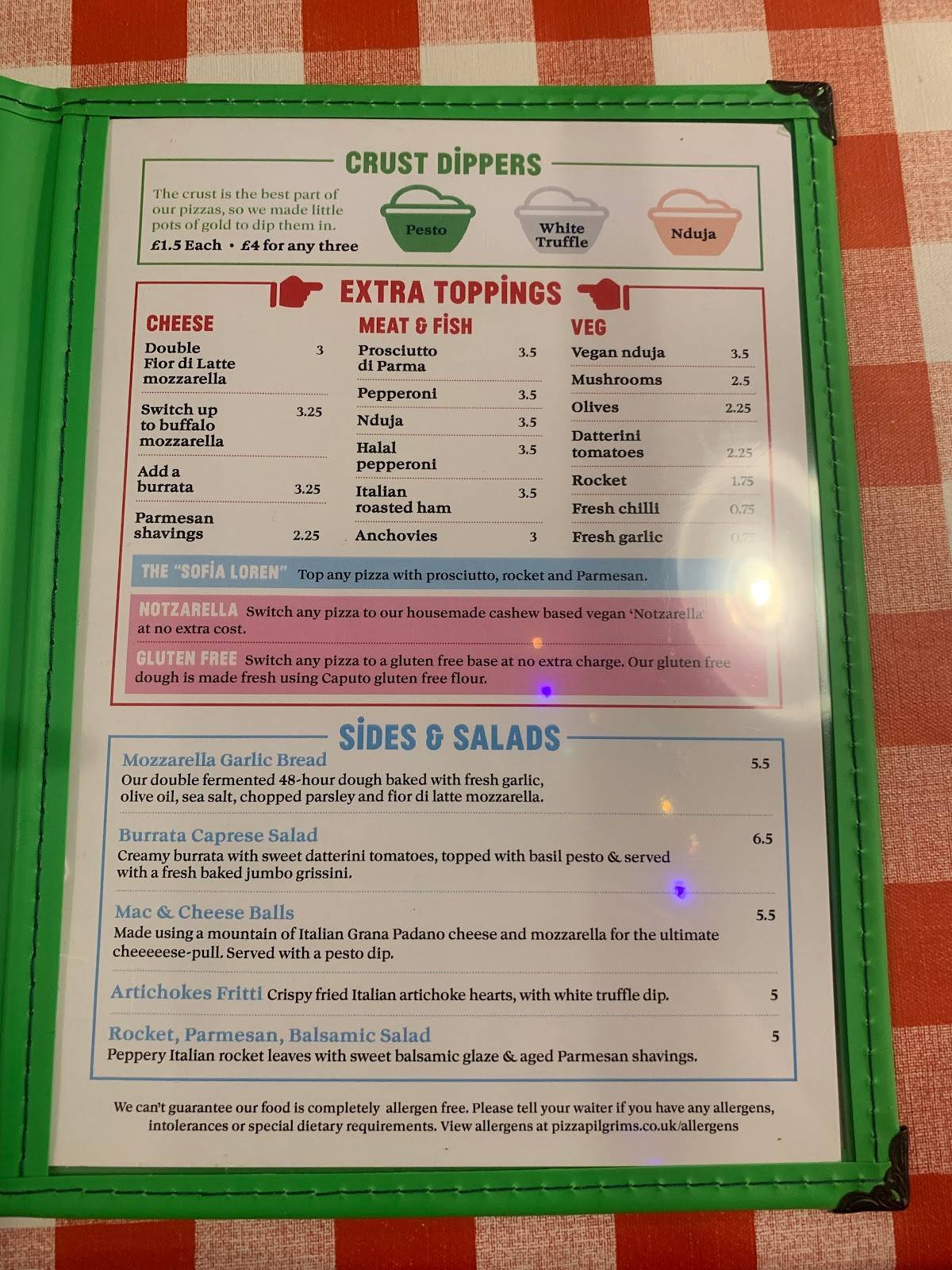 Menu at Pizza Pilgrims Cambridge restaurant, Cambridge