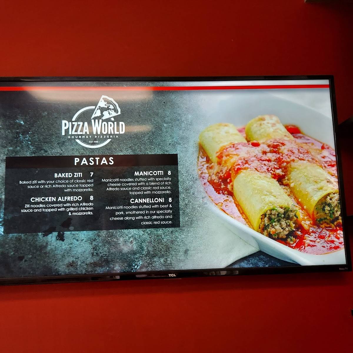 Menu at Pizza World pizzeria, St. Louis, Murdoch Ave