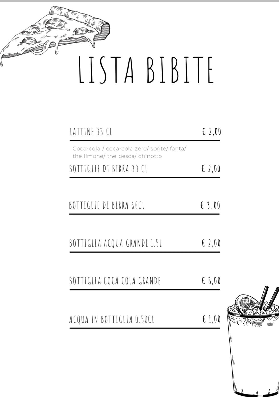 Menu da Pizzadilly Circus pizzeria, Monza