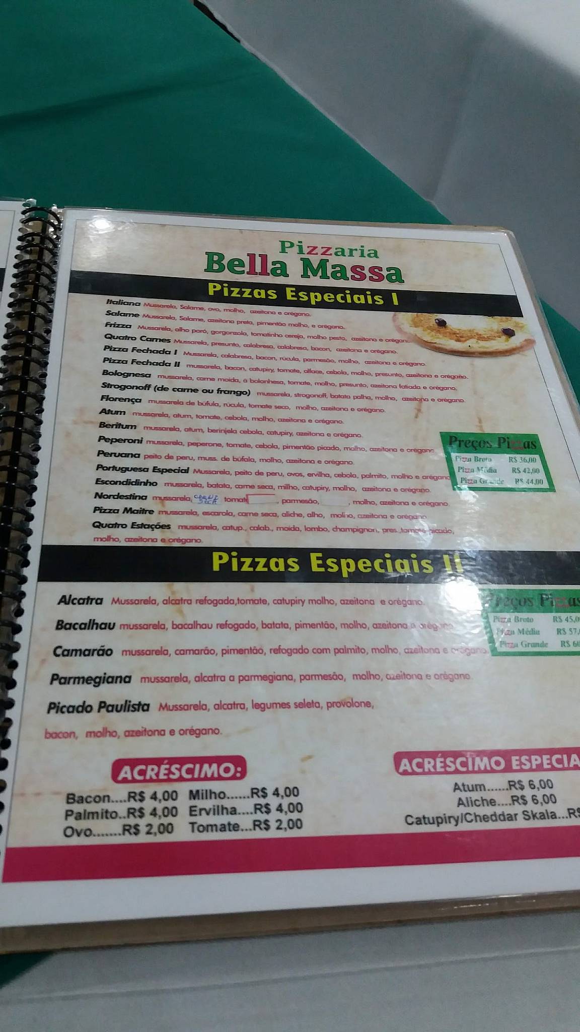 Menu em Pizzaria Bella Massa, Araraquara, Alameda Paulista