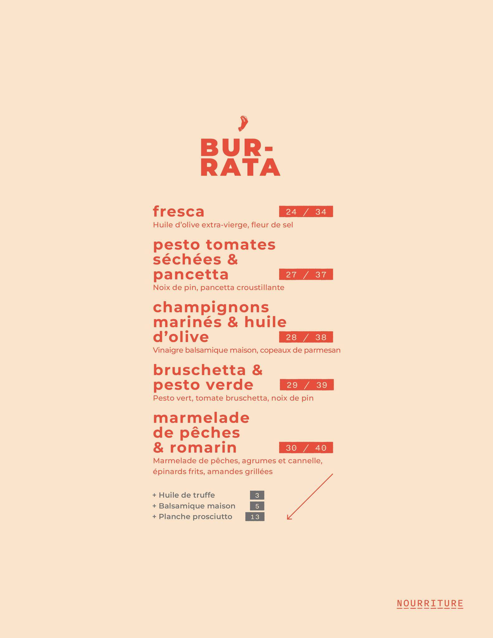 Menu au Birra & Basta pizzeria, Québec