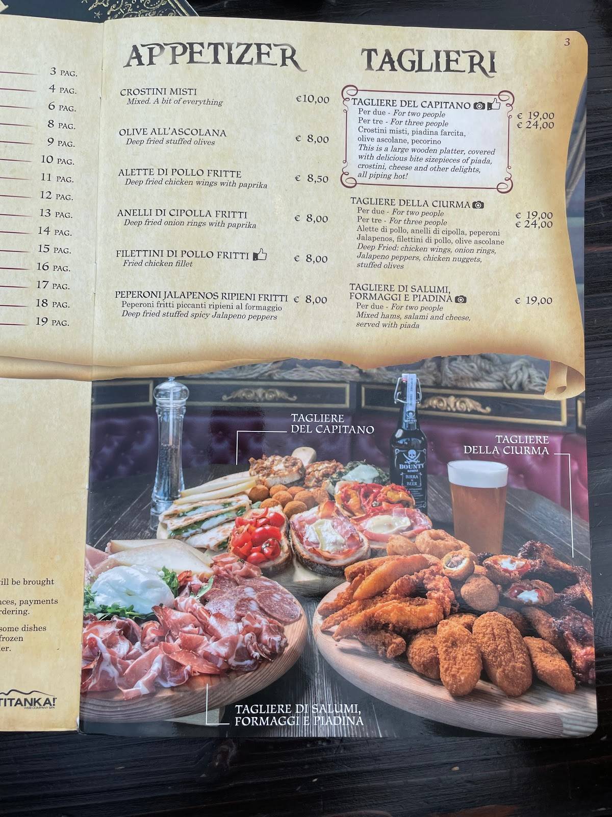 Menu da Bounty Rimini pizzeria, Rimini, Via la Strada 6 Lungomare di Rimini