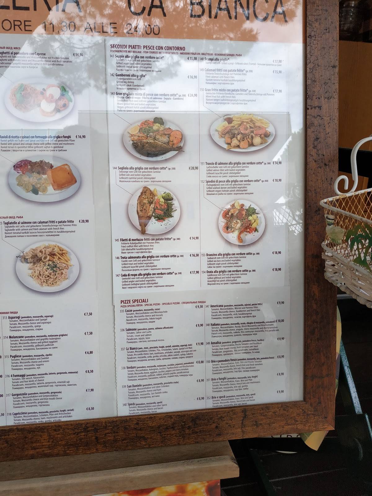 Speisekarte von Pizzeria Ca' Bianca, Bibione