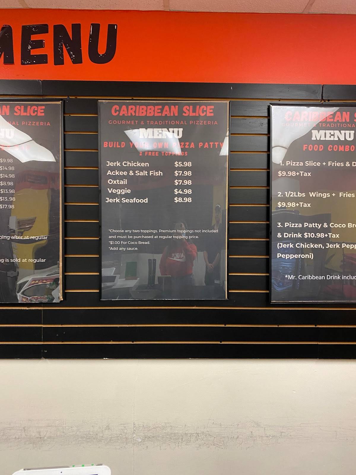 Menu at Caribbean Slice pizzeria, Toronto
