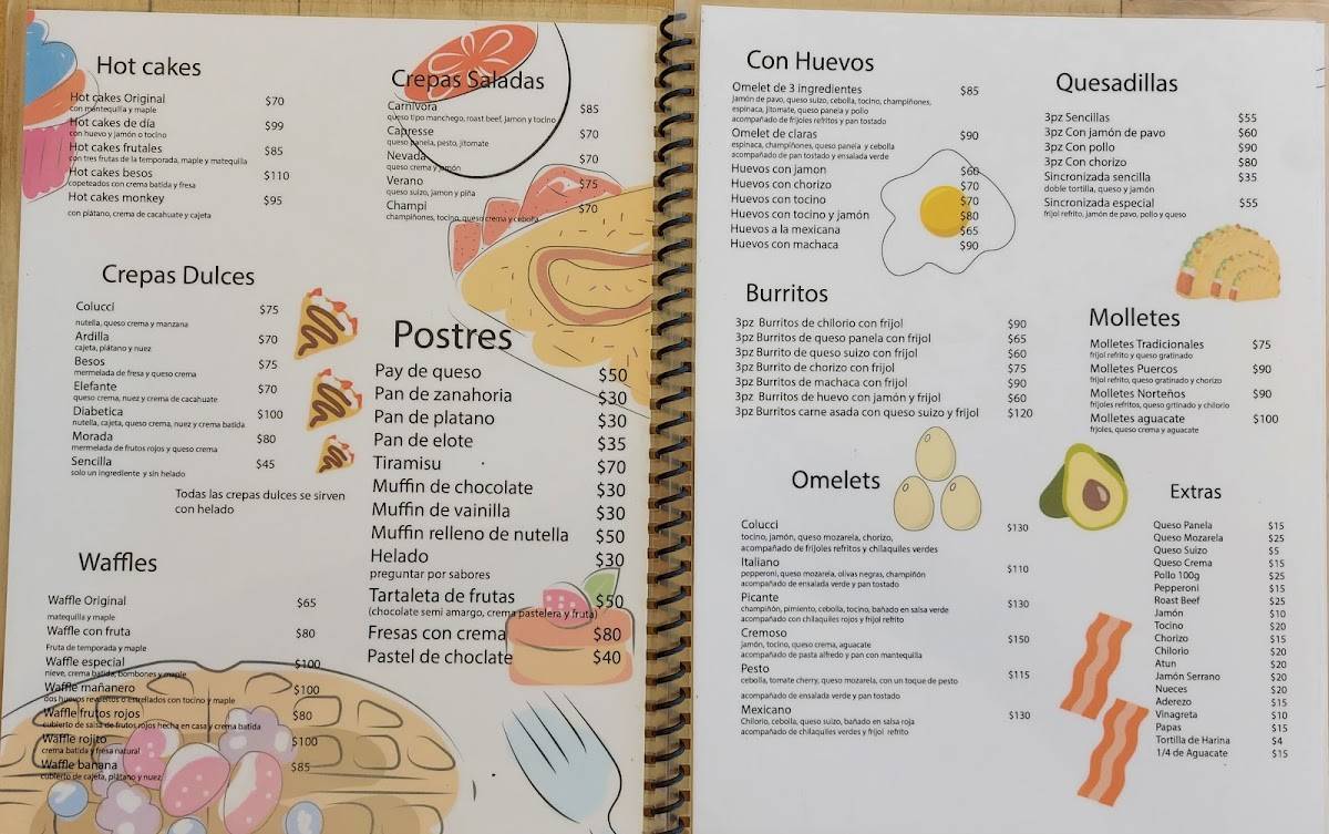 Menu at Colucci Café, Cabo San Lucas