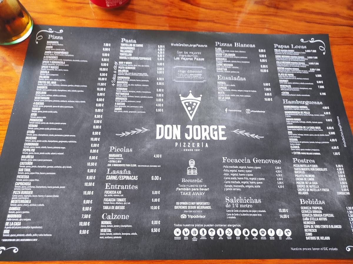 Carta de Pizzería Don Jorge, Los Llanos