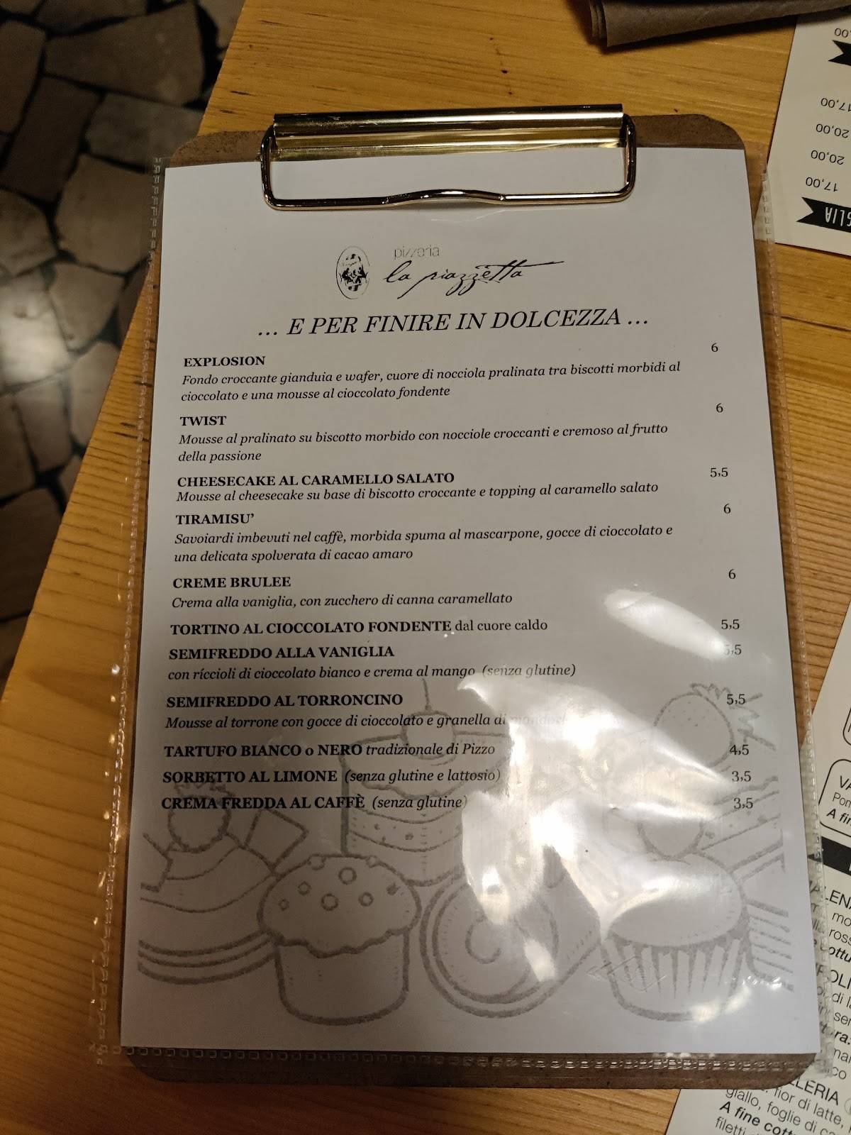 Menu da La Piazzetta pizzeria, Altavilla Vicentina