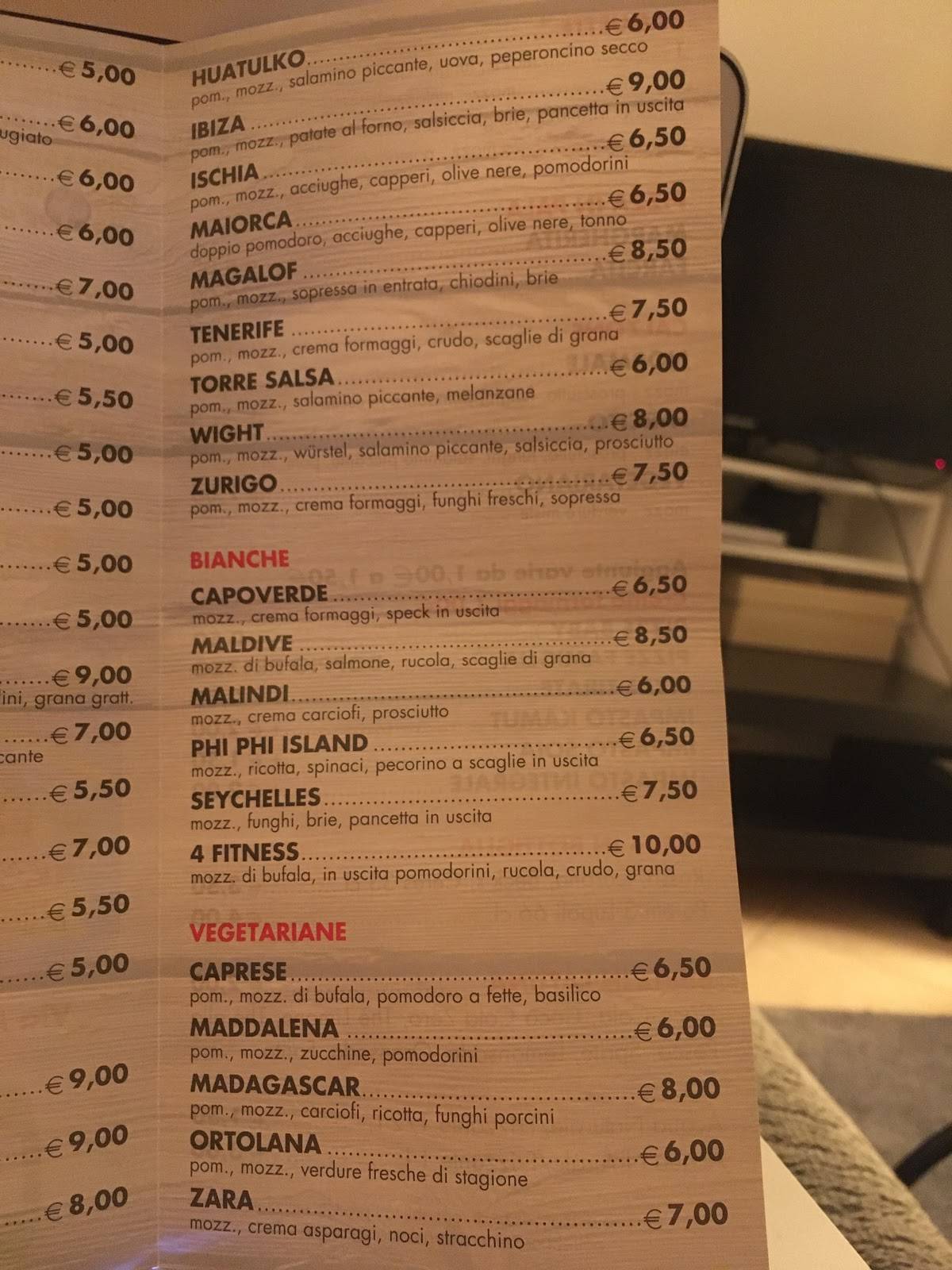 Menu da Pizzeria La Spiaggia, Rovigo