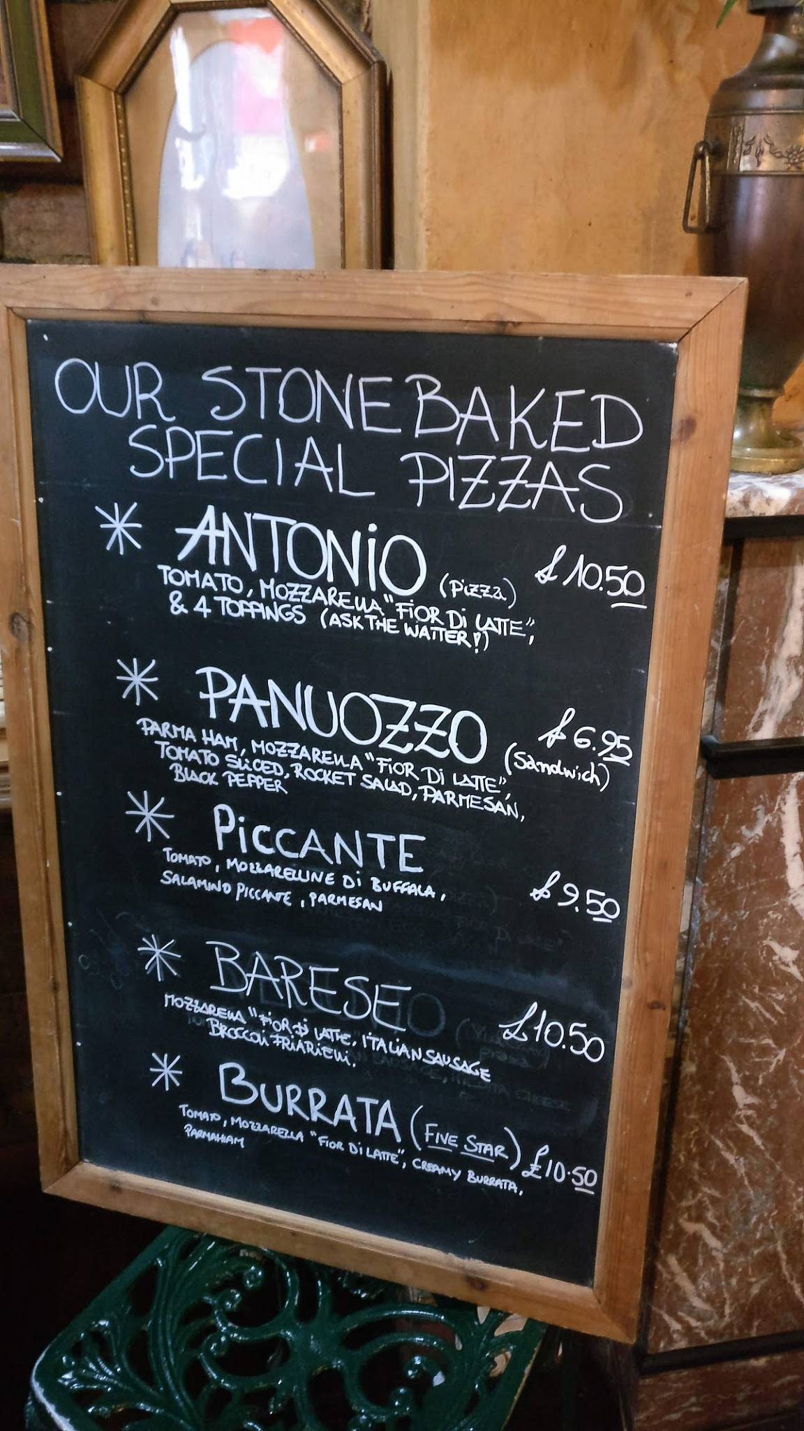 Menu at Pizzeria Francesca, Newcastle upon Tyne
