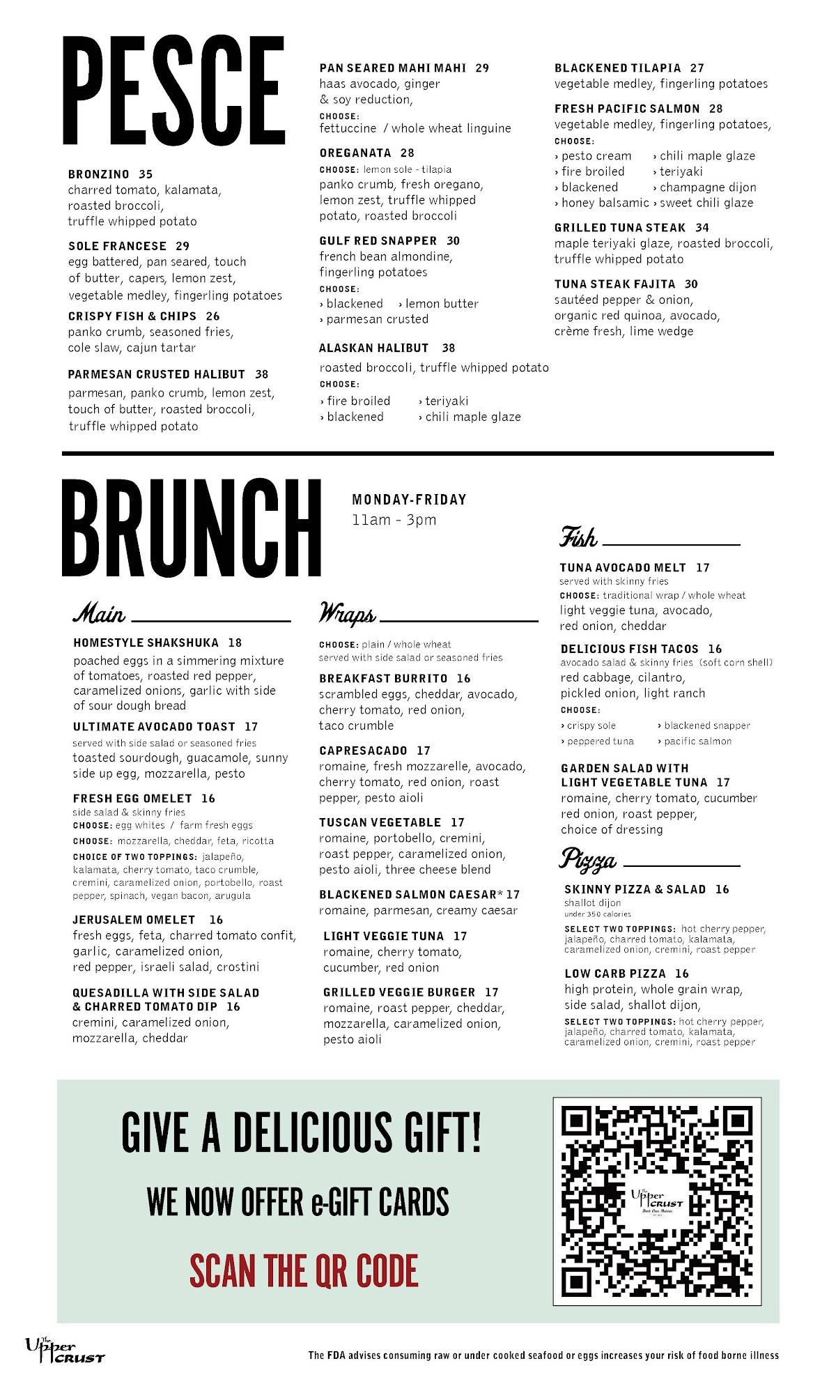 Menu at The Upper Crust pizzeria, Cedarhurst