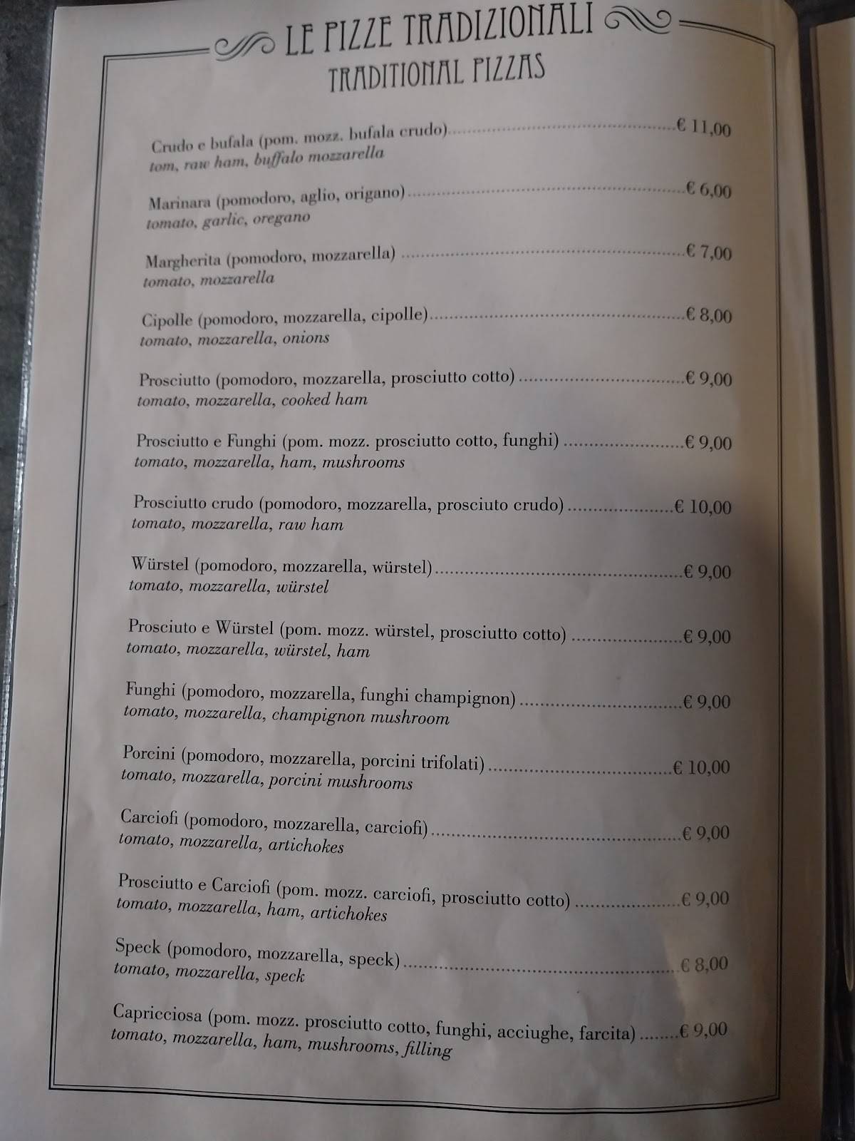 Menu at Pizzeria Trattoria da Eugenio, Nesso