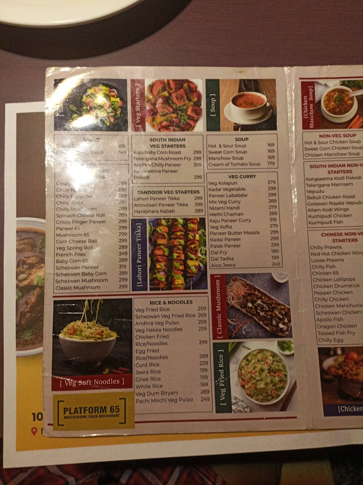 Menu at Platform 65 -Train Theme Restaurant, Bengaluru