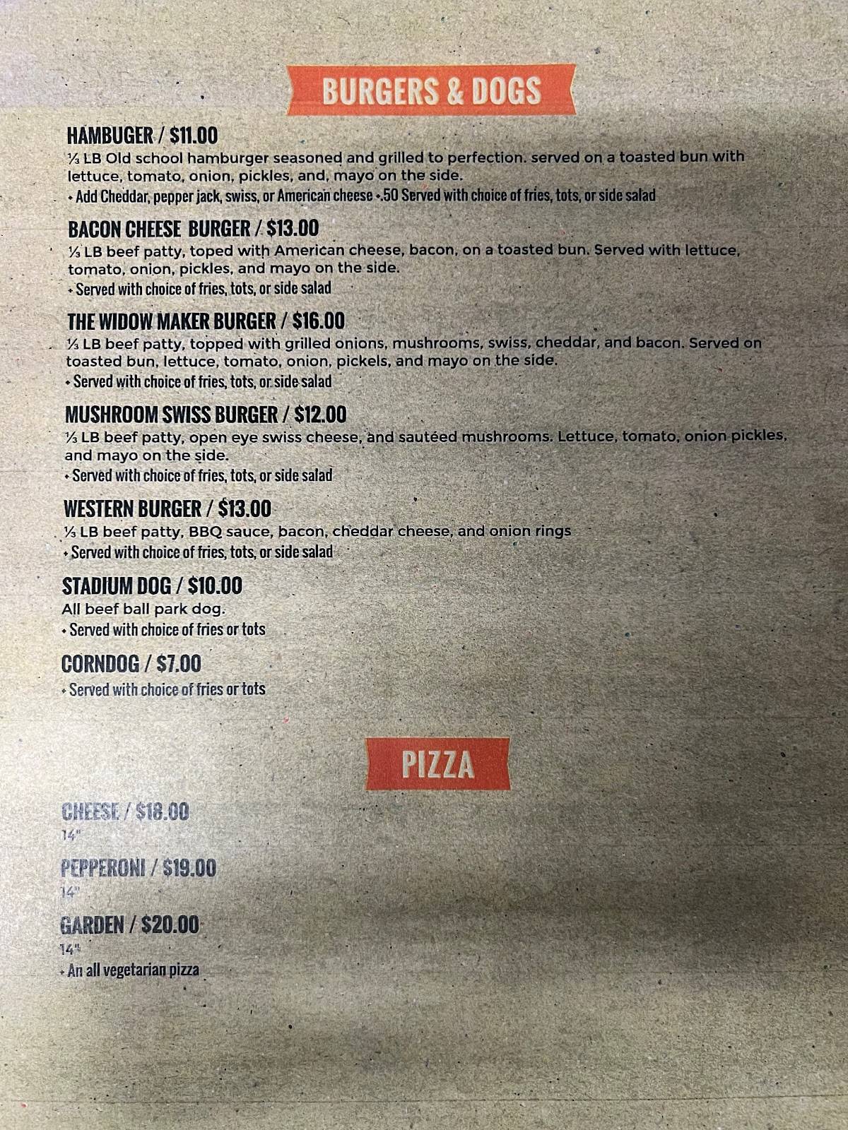 Menu at Players Pub & Grill, Garden City