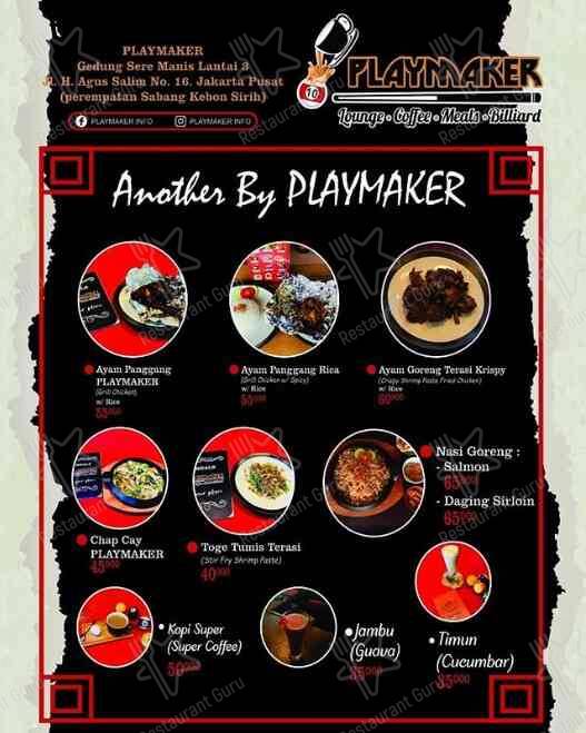 Menu at Playmaker restaurant, Jakarta