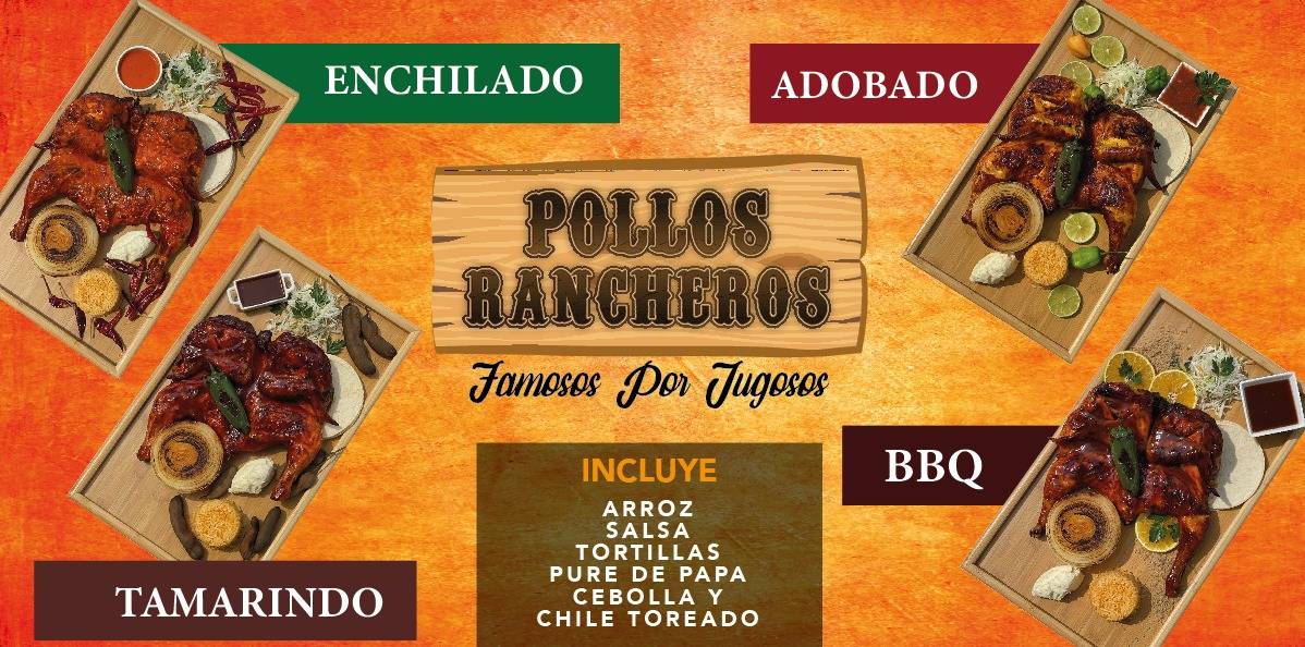 Carta del restaurante Pollos Rancheros, Paraíso