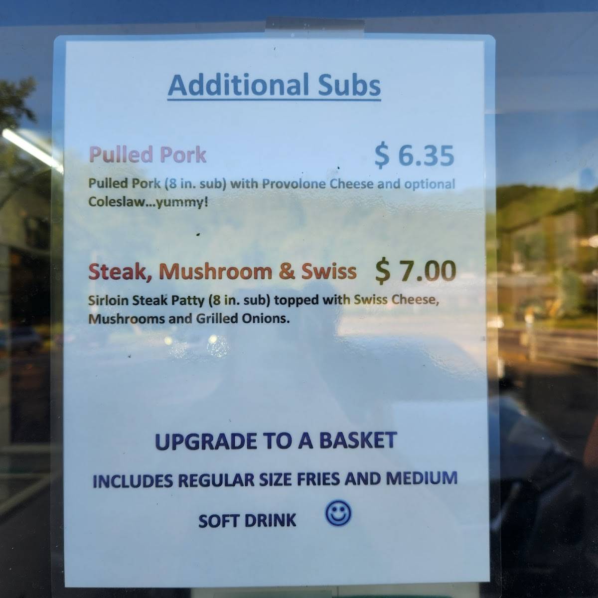 Menu at Polly's Ice Cream cafe, Franklin