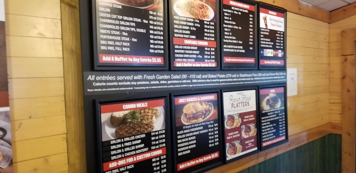 Menu at Ponderosa steakhouse, Niagara Falls, Pine Ave