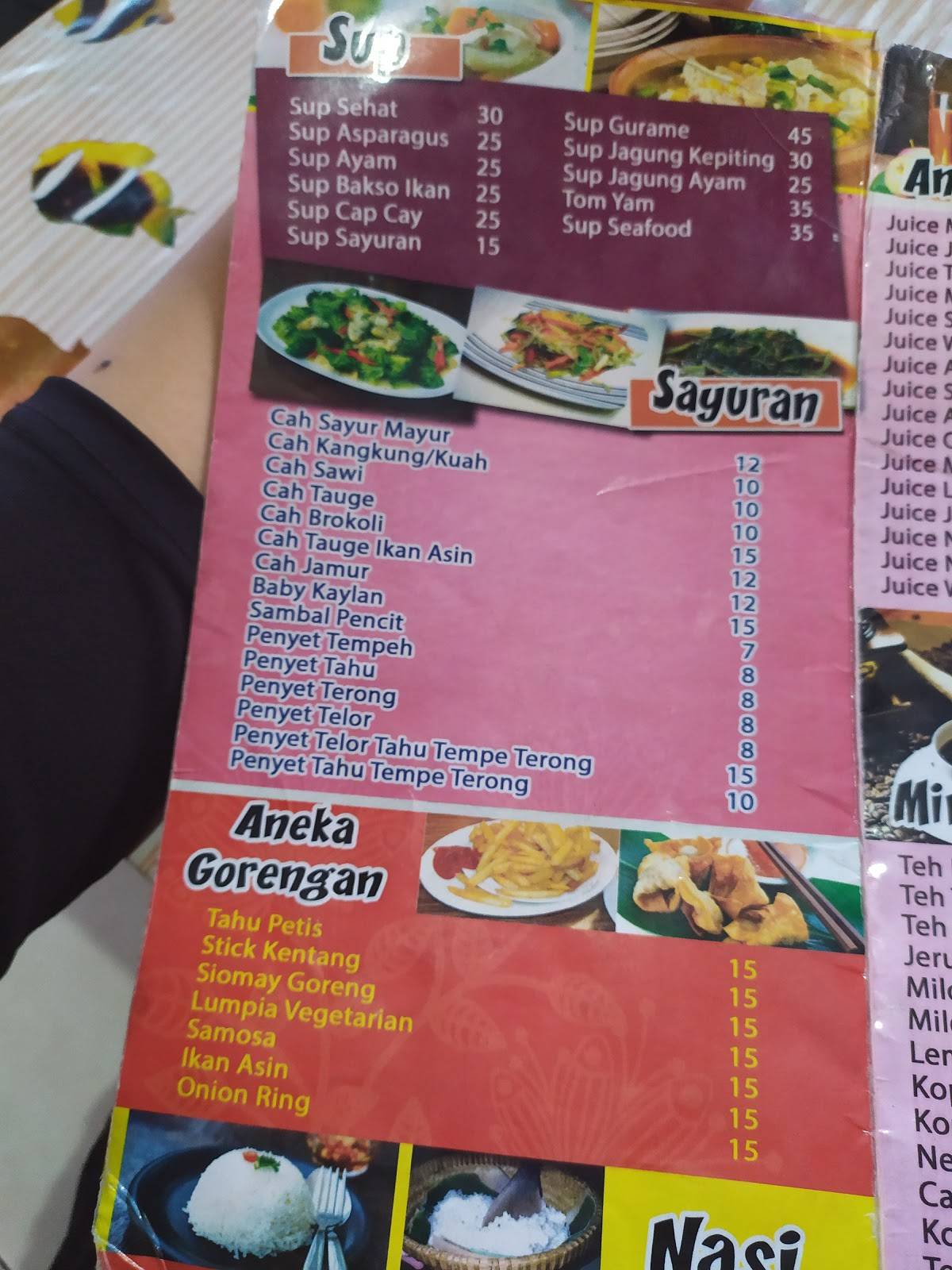 Menu at Pondok Asri Restaurant, Lumajang