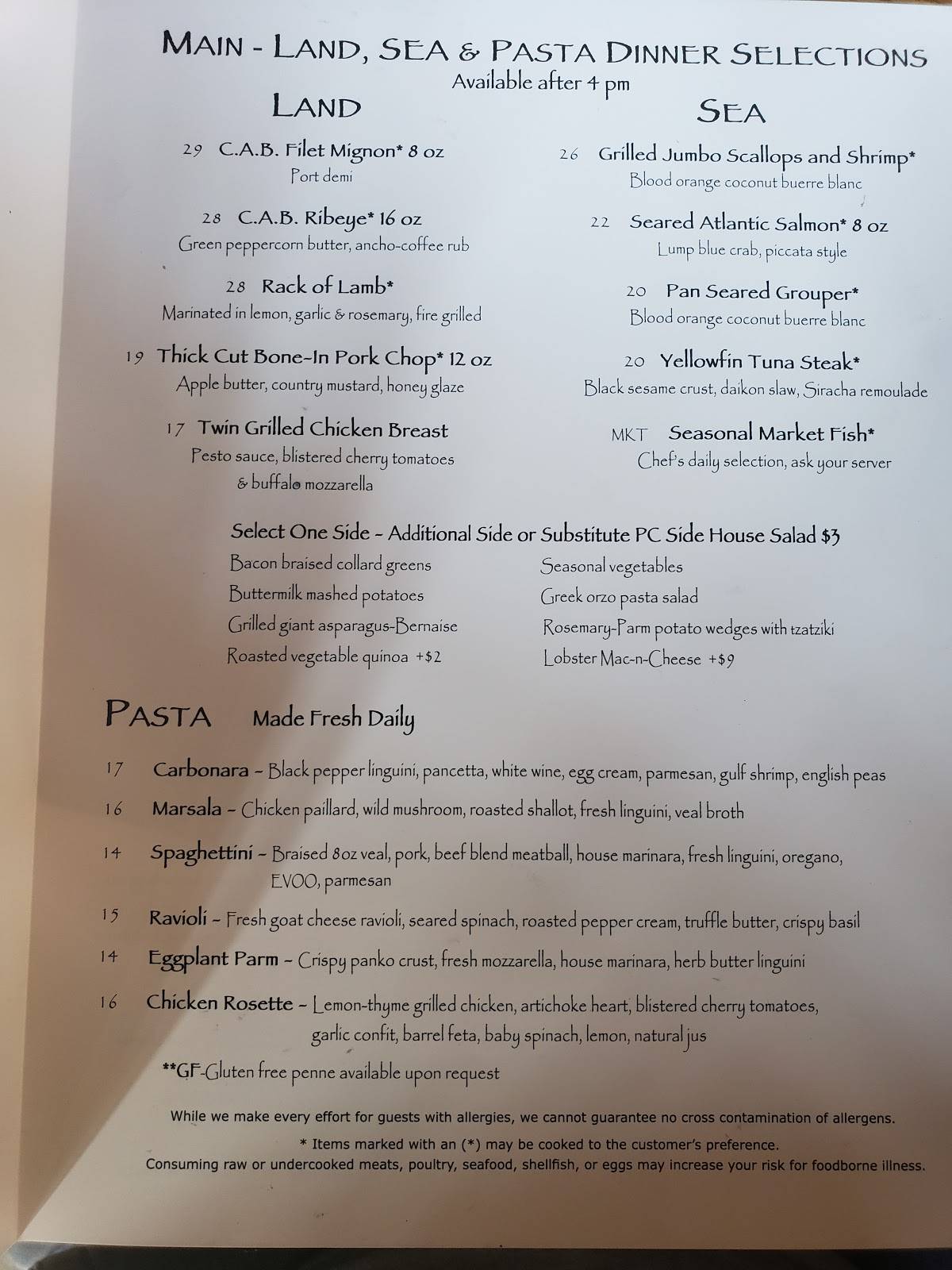 Menu at Port City Club, Cornelius, Harborside Dr