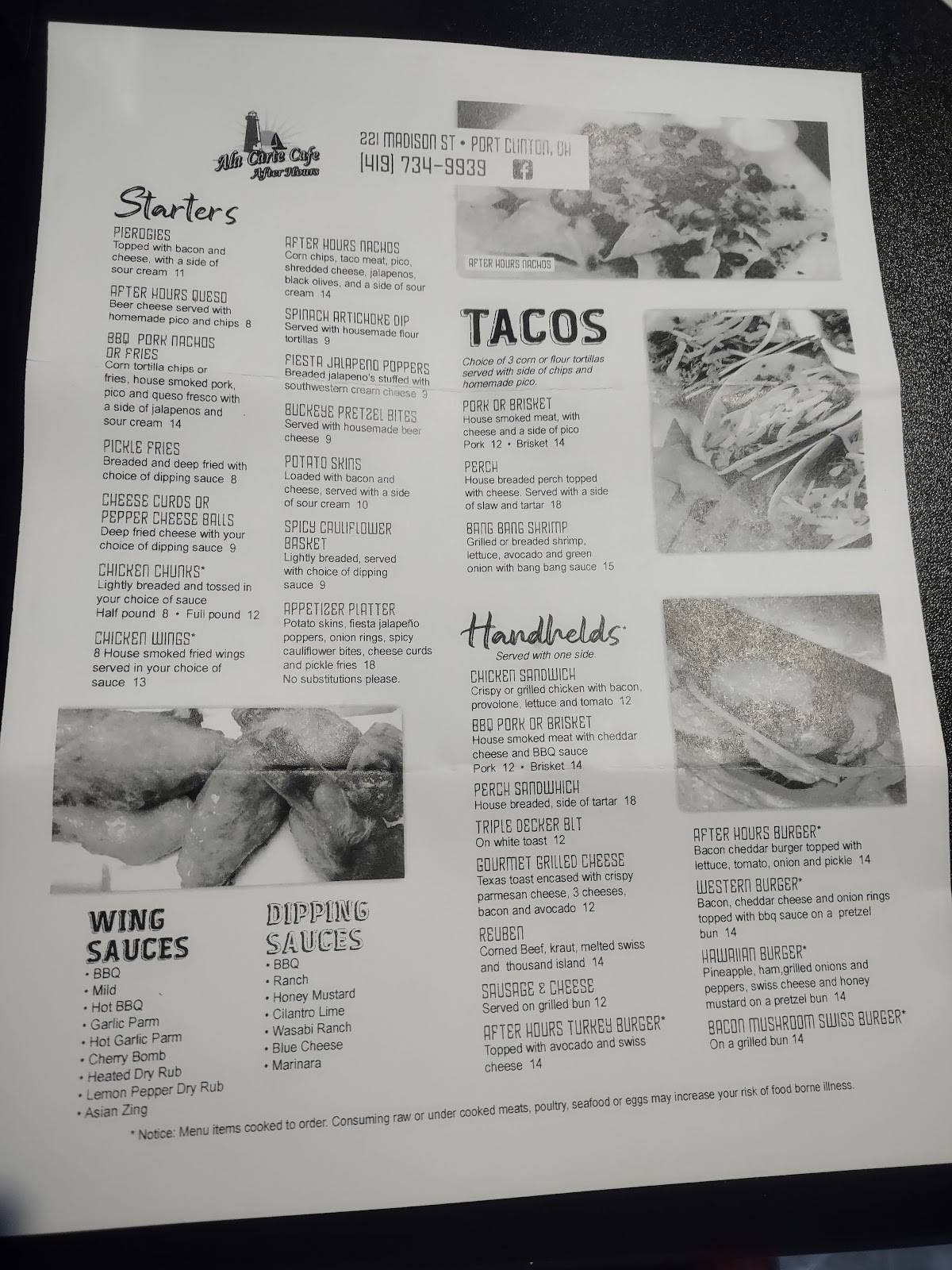 Menu at Ala Carte Café cafe, Port Clinton